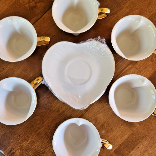 Yedi Classic Coffee Tea INSIDE OUT Heart Cup Saucer Set for 6 Off White ...