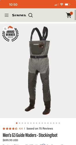 Simms Men's G3 Guide Waders Stockingfoot Medium, Short 9-11, Gunmetal NEW | eBay