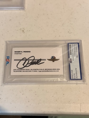 ROGER PENSKE SIGNED MINT BUSINESS CARD PSA/DNA AUTOGRAPH INDY NASCAR ...