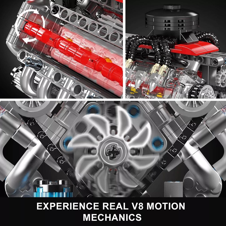 New Visible V8 Engine Motor Engineering Model Building Block Toy Gift ...