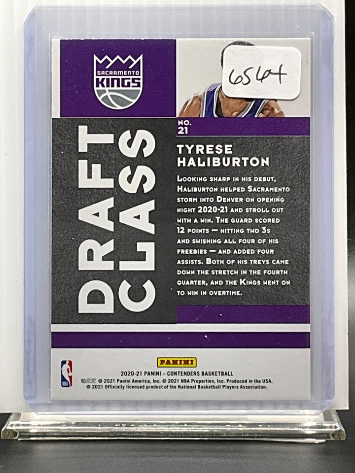 2020-21 Contenders Basketball - Tyrese Haliburton - Draft Class 2020 RC ...