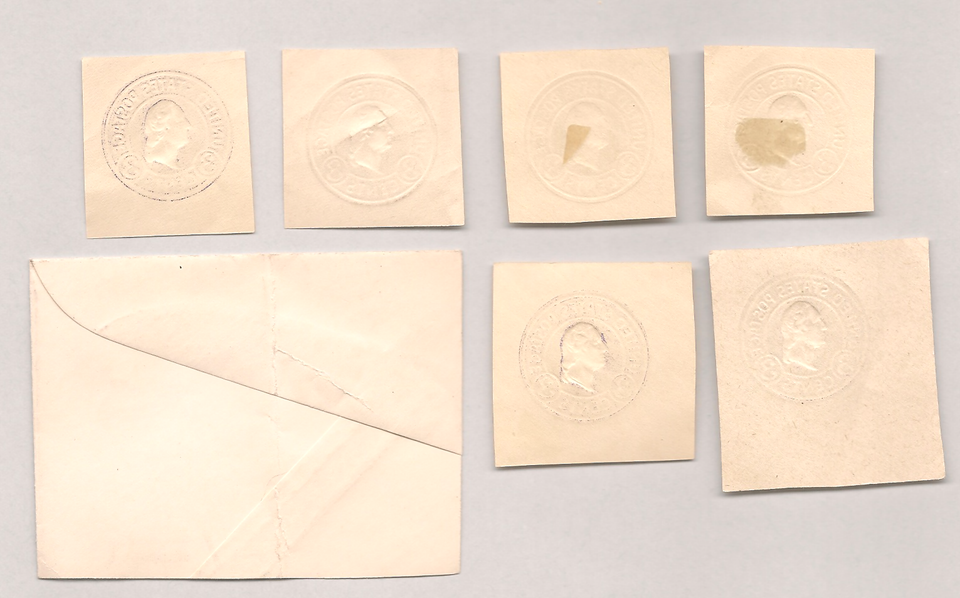 Lot of (7)..1932 US Embossed 3 cent Stamp Square Cut..Washington..U439 ...