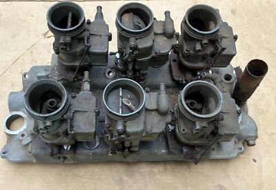 Chevy 348 409 Offenhauser 6X2 Manifold Rebuilt Stromberg 97 94 Carbs ...