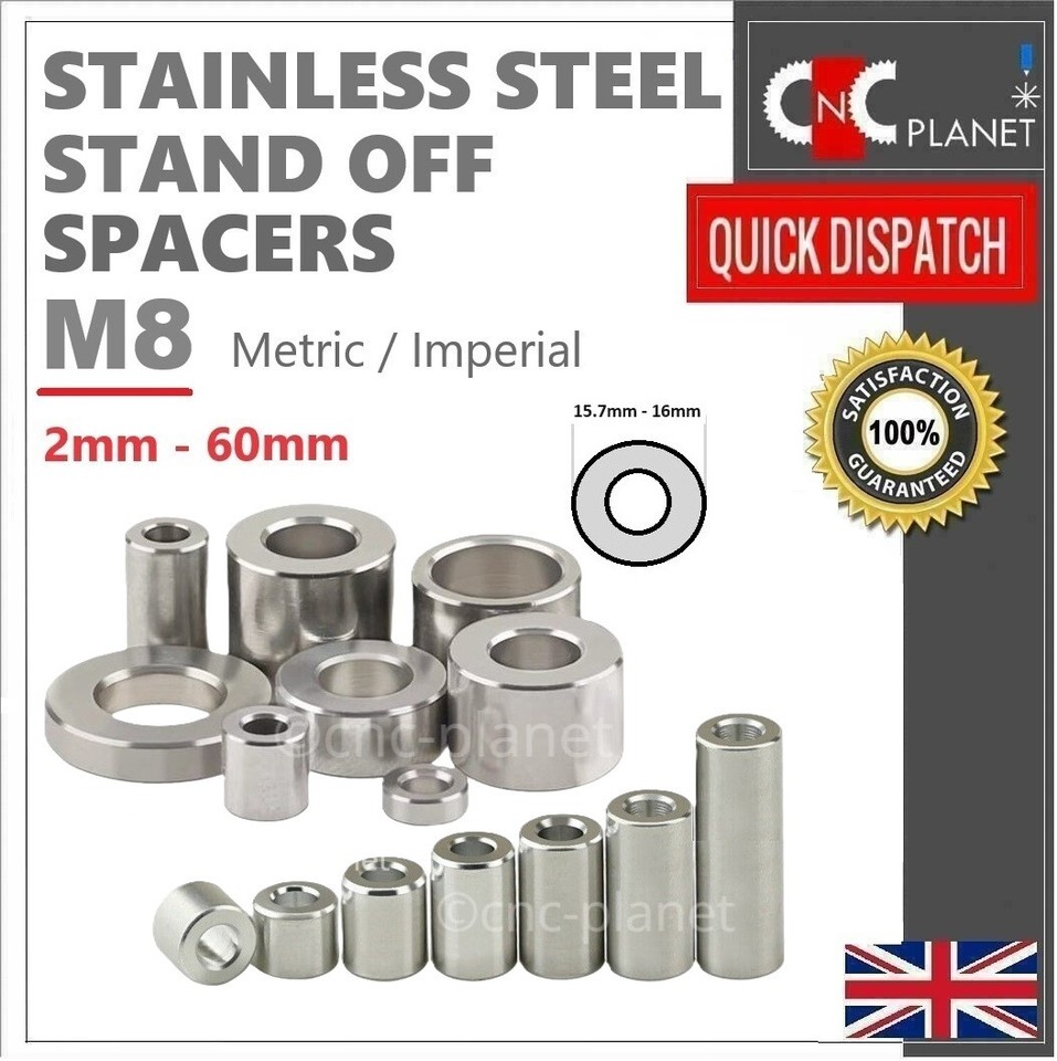 Stainless Steel Spacer Standoff spacer M8 stand off collar Round bush ...