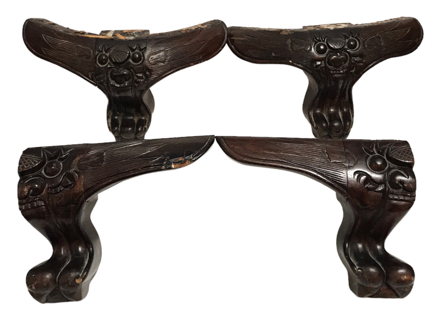 Vintage Solid Wood Carved Furniture Legs~4 Parts~Lion~Head~Claws ...