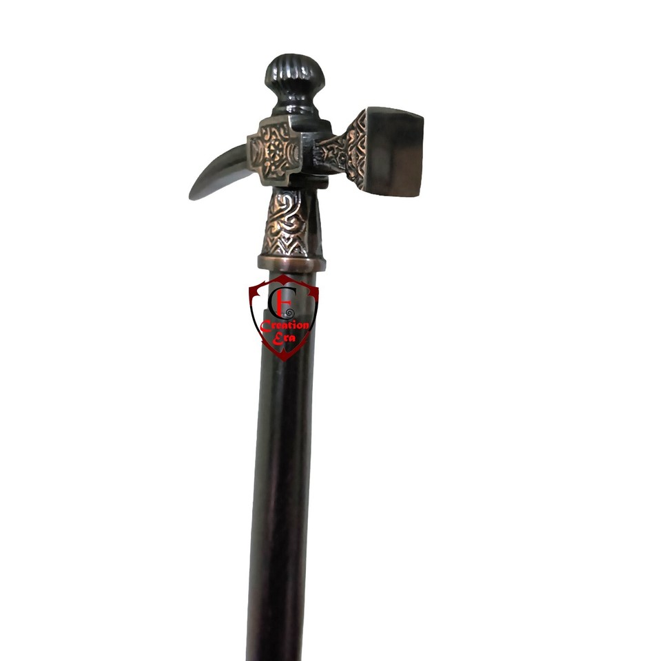 War Hammer Walking Stick, Hammer Axe Cane, Ice Axe walking stick ...