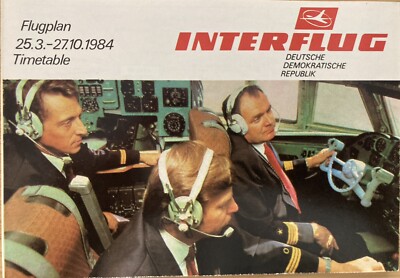 INTERFLUG AIRLINES TIMETABLE SUMMER 1984 IL18 IL62 ROUTE MAP SEAT CHART ...