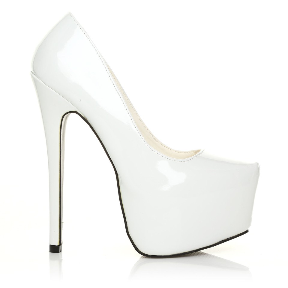 WOMENS LADIES CONCEALED PLATFORM STILETTO HIGH HEELS PARTY COURT SHOES ...