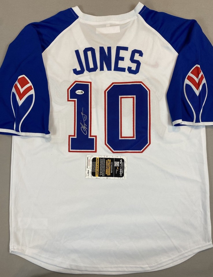 ATLANTA BRAVES- CHIPPER JONES AUTOGRAPH #10 NIKE THROWBACK JERSEY JSA ...