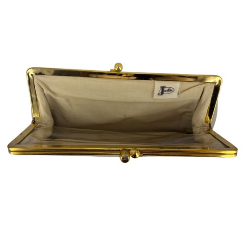 Vintage Justin Leather Frame Clutch Purse with Gold Hardware, Cream ...