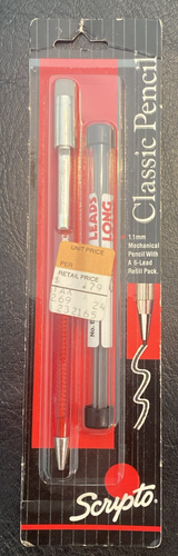 Vintage 1991 SCRIPTO Clear Red Classic Mechanical Twist Pencil Long ...