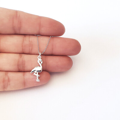 Sterling Silver Flamingo Charm Necklace (shiny) | eBay