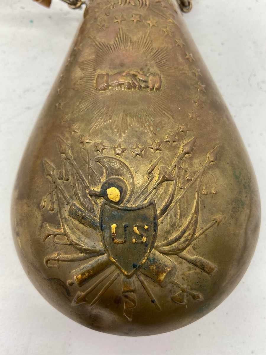 Confederate Civil War Powder Flask Newbie Trying To ID Retro Powder