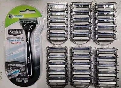 Schick Quattro Titanium Razor Handle W/ (30) 3 BLADE CARTRIDGE ...