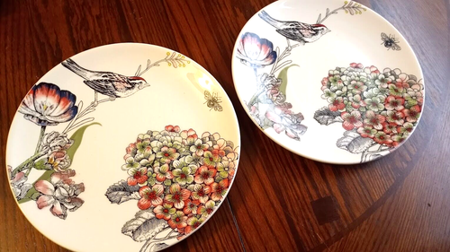 2 Edie Rose Home Rachel Bilson 9” Salad Plates Hydrangea Bumblebee ...