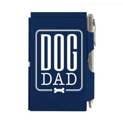 #2143 DOG DAD Flip Note w/ Pen Purse Sized Paper Pad Bone Navy Blue ...