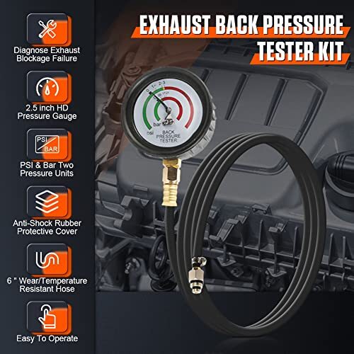 Exhaust Back Pressure Tester 2.5" Hd Pressure Gauge Exhaust Back ...