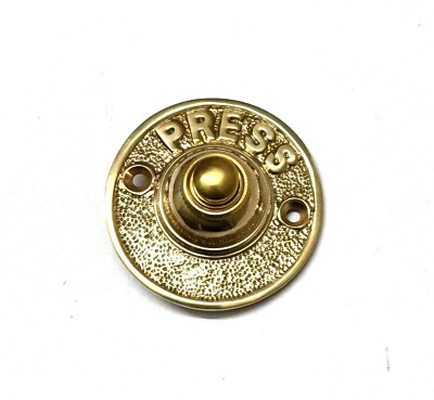 "Vintage Solid Brass 'Press' Bell Push - Classic Doorbell Button ...