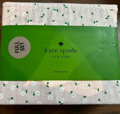 Kate Spade FULL Sheet Set Flowers White Pink, 100% Cotton Percale, 4 PC ...