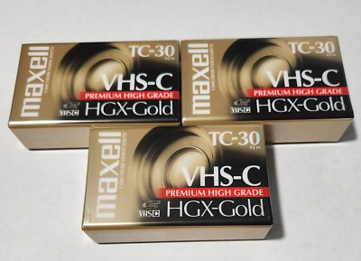 Lot 3 Sealed - Maxell VHS-C TC-30 HGX-Gold Premium High Grade Video ...