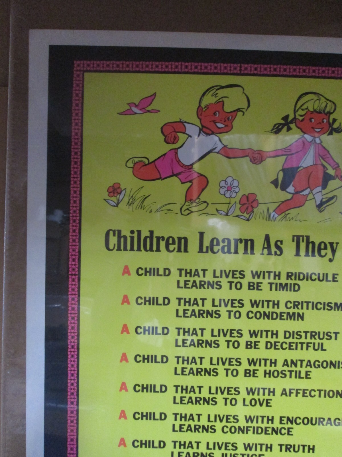 Children learn as they live Vintage Black Light Poster 1970's love Inv#G7475 | eBay