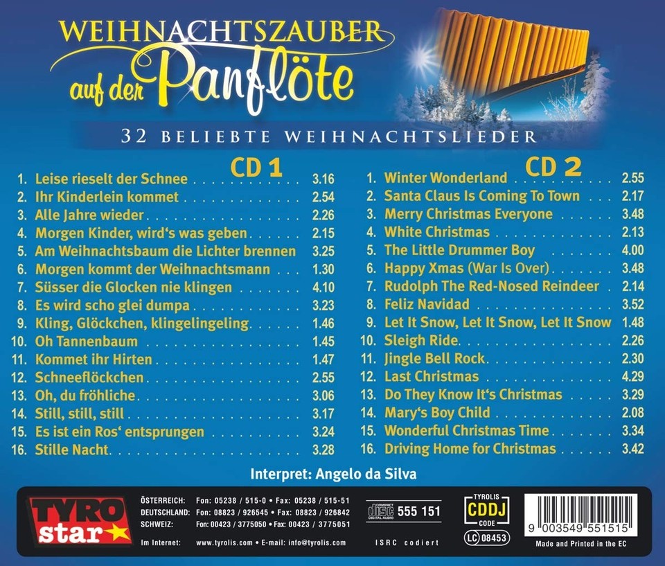 Angelo Da Silva Weihnachtszauber auf der Panflöte (CD) (US IMPORT ...