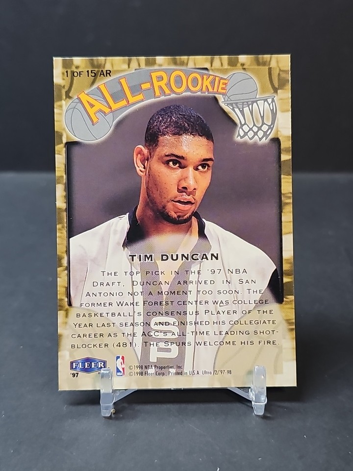 Tim Duncan 1997-98 Fleer Ultra #1 of 15 AR All-Rookie | eBay