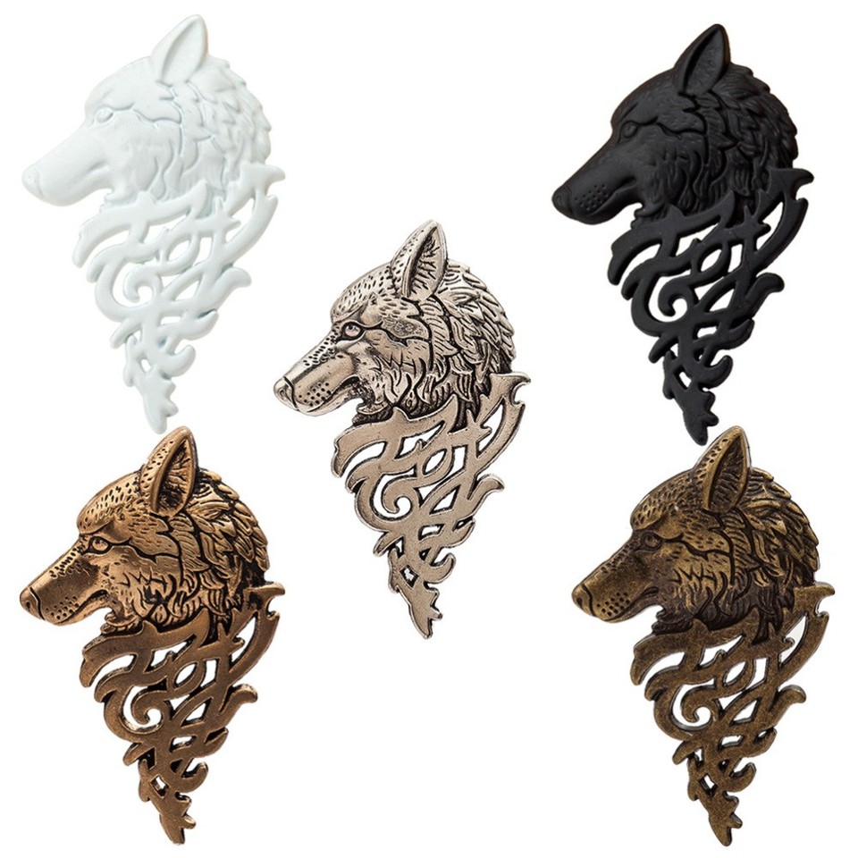 5pcs Wolf Pins: Vintage Alloy Animal Brooches for Men - Stylish Lapel ...