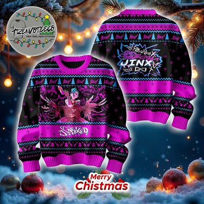 League Of Legends Arcane Jinx Powder Powpow Boom Christmas Ugly Sweater ...
