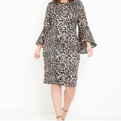 Elloquii Leopard Bell Sleeve Dress Size 28 | eBay