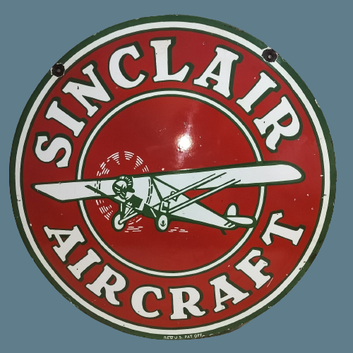 Porcelain Sinclair Aircraft Enamel Metal Sign Size 30" x 30" Inches ...