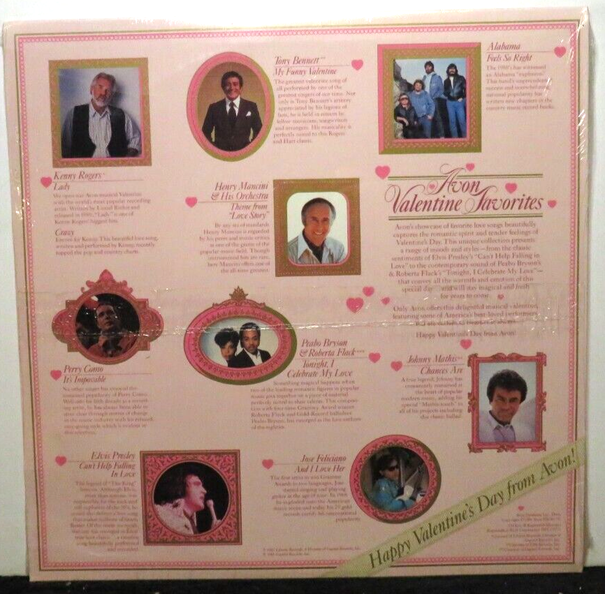 AVON VALENTINE FAVORITES TONY BENNETT ELVIS PRESLEY (NM) SEALED LP ...