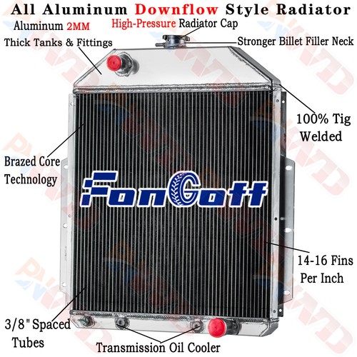 3 Row Aluminum Radiator For 1942-1952 Ford Truck F1 F2 F3 Chevy V8 ...