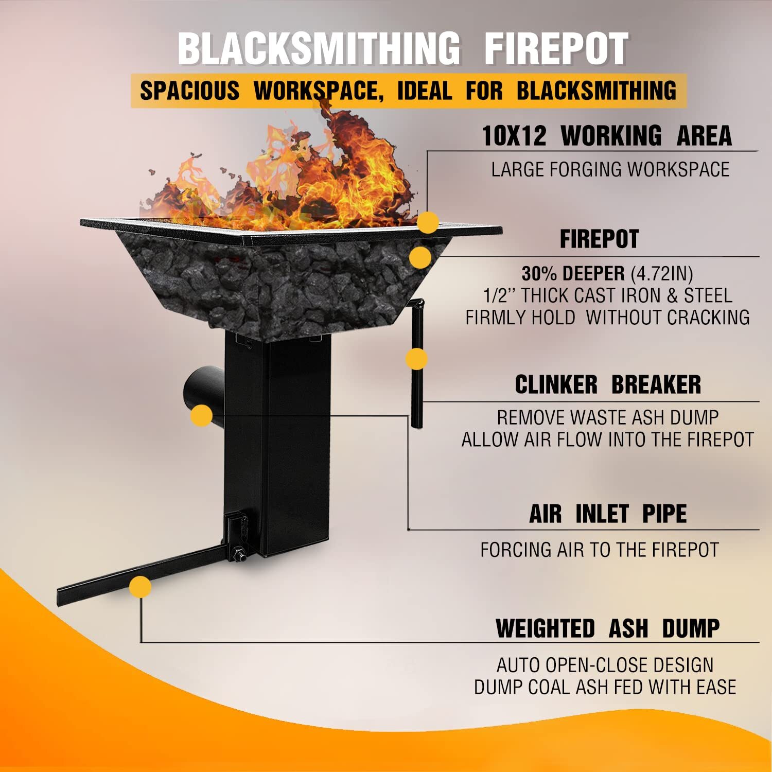 Blacksmith's Welded Coal Forge Firepot with Auto Open-Close Ash Dump ...