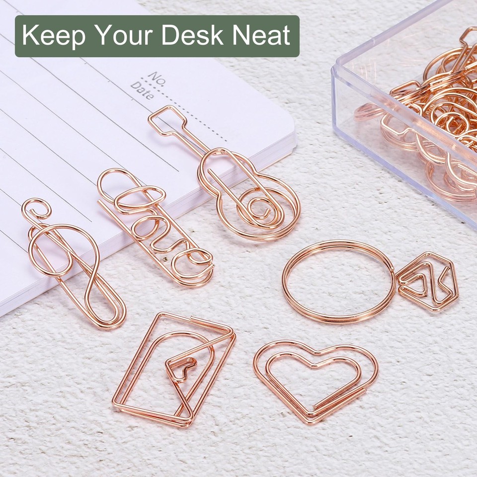 20 Pcs Paper Clip, Heart Shape | Keep Desk Neat(Rose Gold, 1-Inch ...