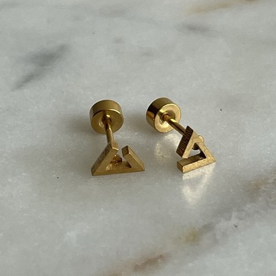 Flatback flat back gold tone triangle stud earrings stainless steel tragus helix | eBay