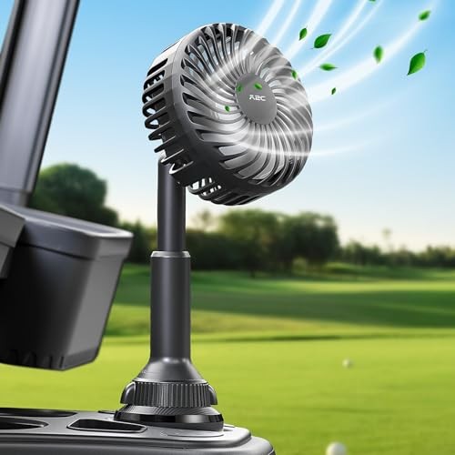 Golf Cart Fan Rechargeable, Cup Holder Base Battery Operated Cooling ...