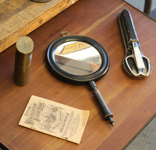 c.1880s Antique Victorian Ebonized 13" Shaving Make Up Hand Mirror ...