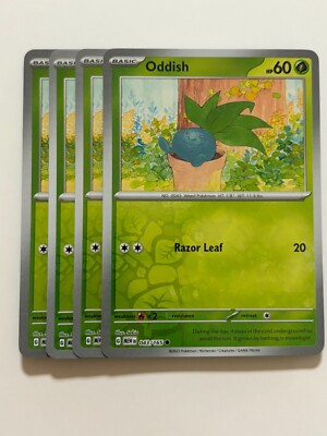 Pokemon Card 151 Reverse Holographic 4x Playset Oddish 043/165 Near ...