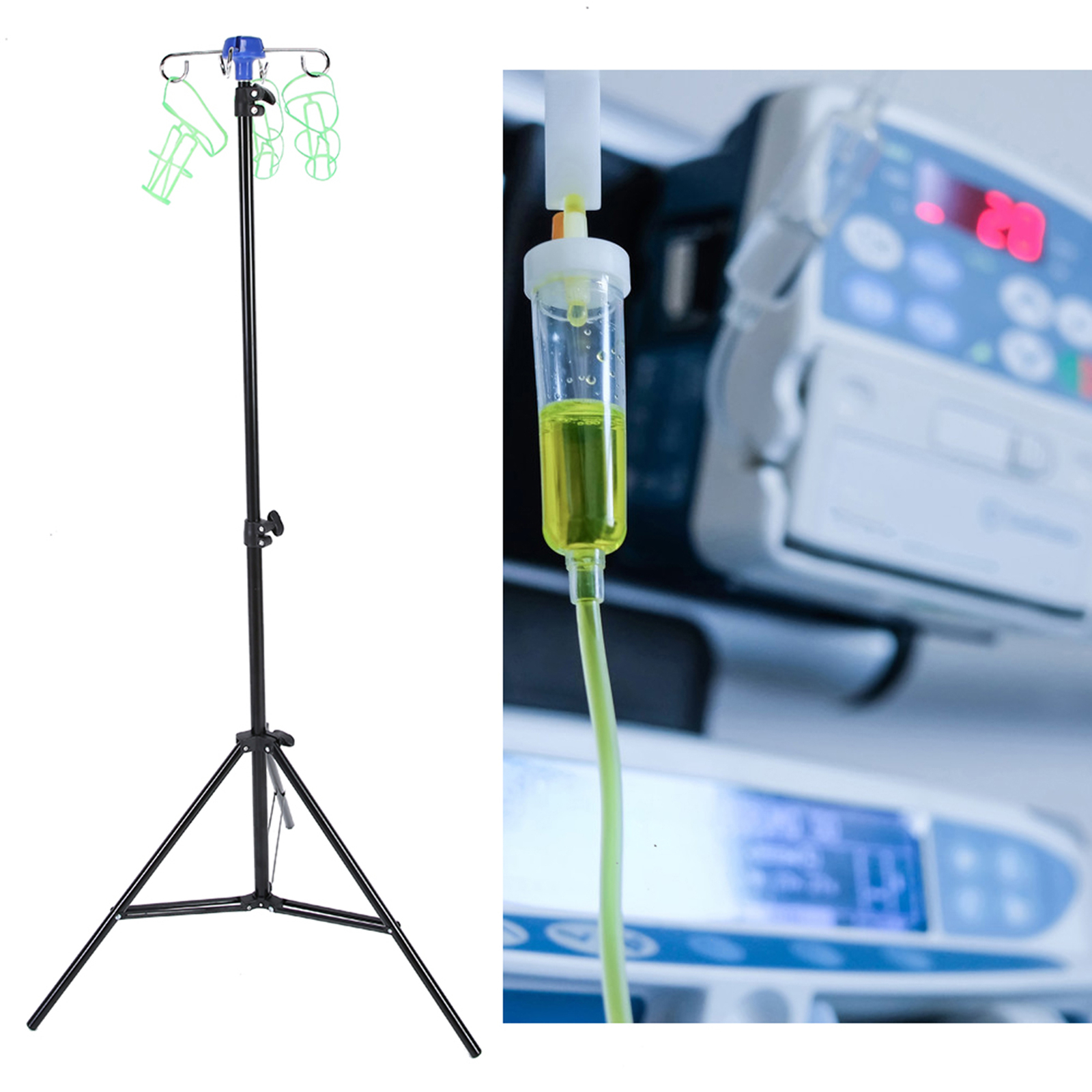 Portable IV Pole Drip Bag Stand Foldable Aluminum Alloy For Home Care ...