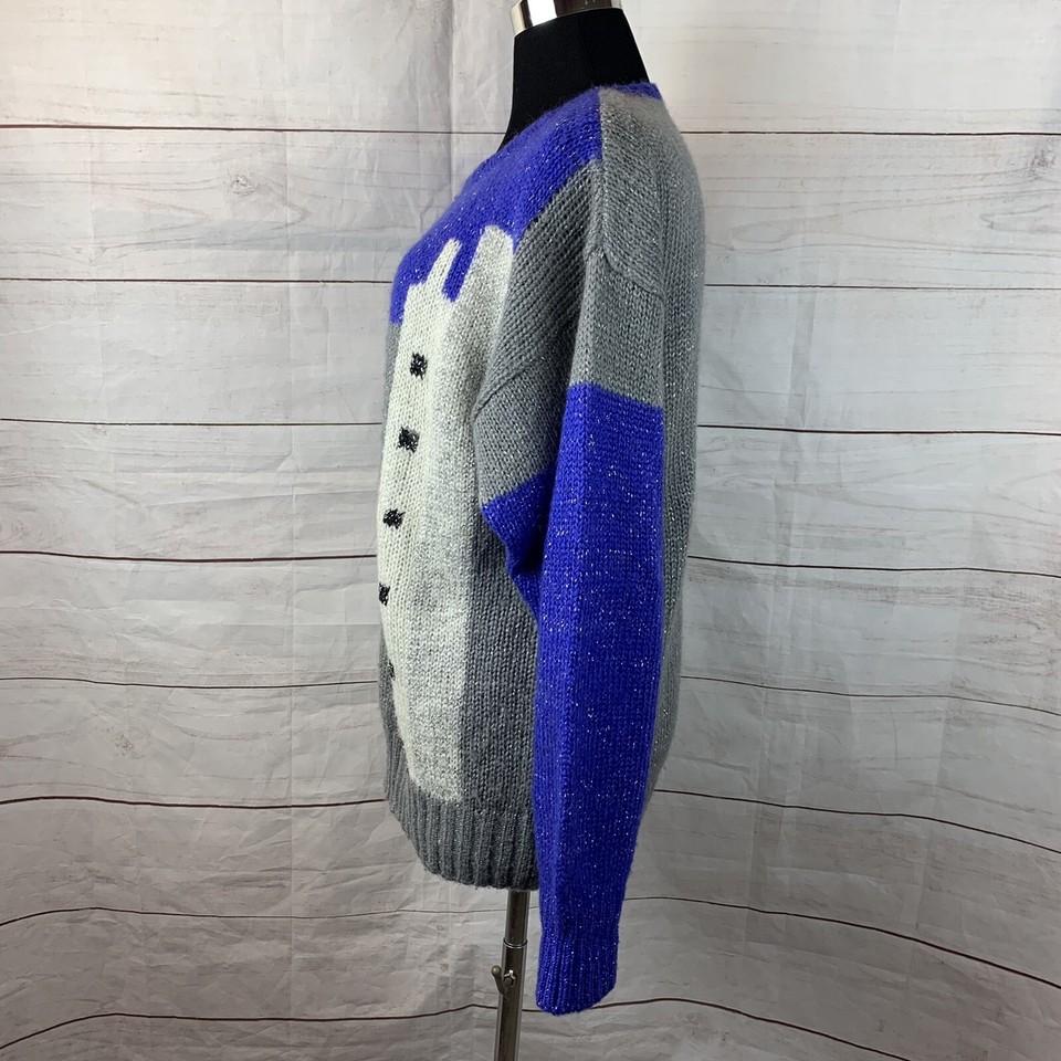 Vintage Wool Angora Sweater Pullover S Art Modern Skyscrapers Houses ...