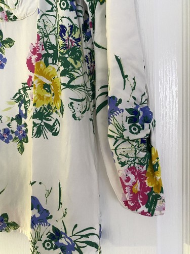 Tu Floral Blouse Top 1/2 Button Front Roll Tab Sleeves Size 14 40” Bust ...