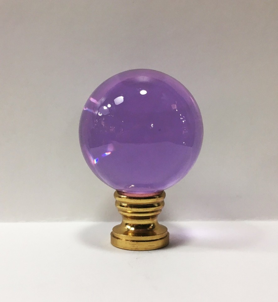 Lamp Finial-LARGE GLASS ORB in 10 Colors-Brass Base, 3 Finishes AB,CH ...