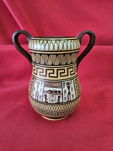 HAND PAINTED GREEK ART POTTERY REPRODUCTION OF ANCIENT ATTIC GEOMETRIC ...