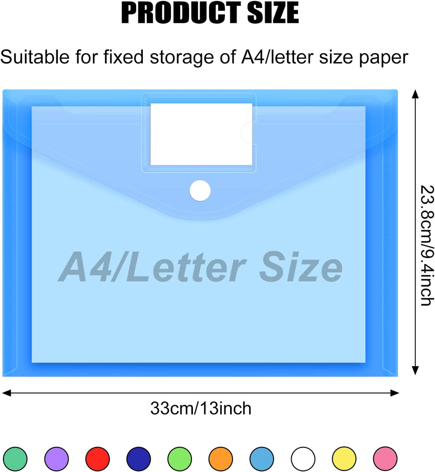 EOOUT 30 Pack 10 Color Plastic Envelopes Poly Envelopes, File Folders ...