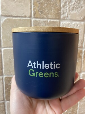 Athletic Greens AG1 Blue Ceramic Canister Jar Bamboo Lid Workout ...