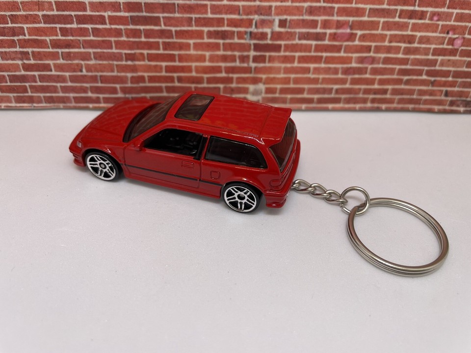 KEYCHAIN for 88-91 HONDA CIVIC SI EF HATCHBACK JDM RED CAR KEYCHAINS ...
