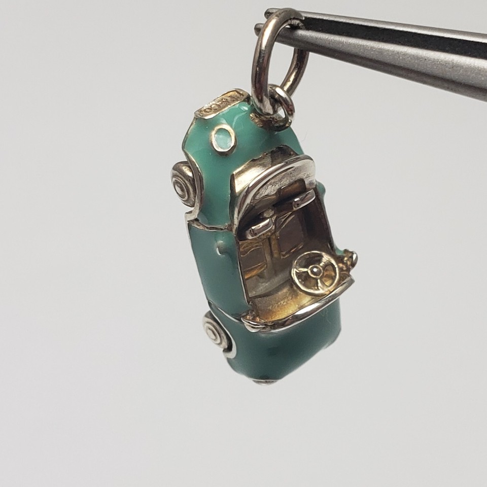 Tiffany & Co. Sterling Silver Blue Enamel Convertible Car Charm Pendant ...