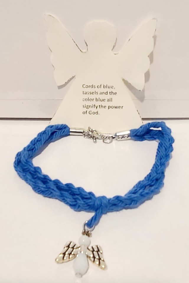 Hand-made Christian Blue Double Braided Rope Cord with Angel Pendant ...