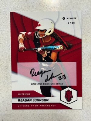 REAGAN JOHNSON 2025 Onit Arkansas Razorbacks Softball On Card AUTO # 6/ ...